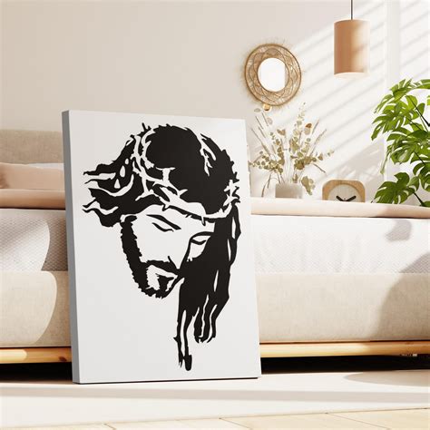 Jesus Christ Black And White Wall Art On Canvas Jesus Christ Art