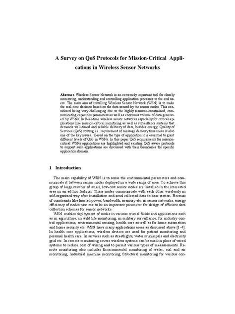 A Survey On Qos Protocols For Mission Critical Applications In Wireless