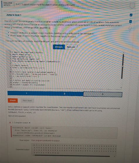 Solved CHALLENGE ACTIVITY Support Vector Machine Chegg
