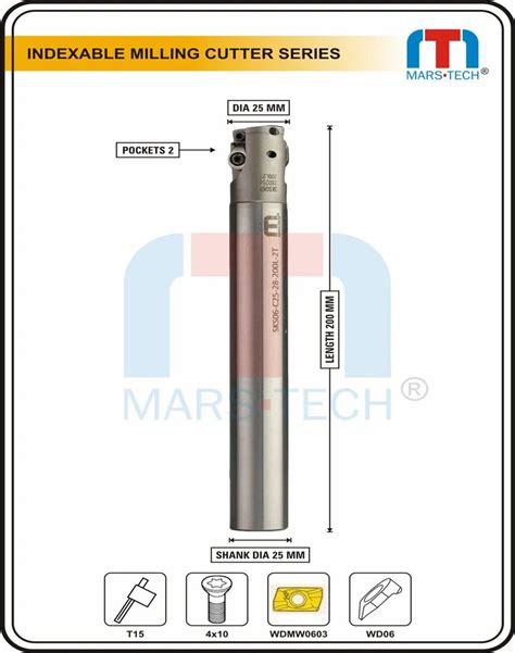 Wdmw06t320 High Feed Insert Cutter Body Dia 25 Mm In 25 Mm Shank Cutter Suitable To Dijet Insert