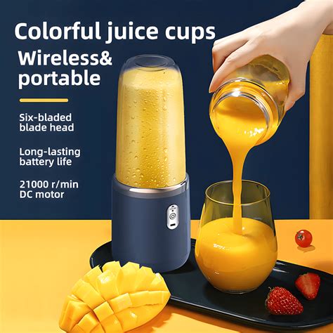 2 In 1 Usb Rechargeable Blender And Juicer 6 Blades Dual 500ml Cups