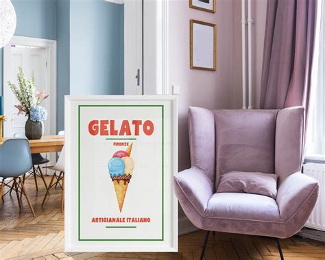 Gelato Italian Poster Printable Italy Food Print Retro Modern Kitchen