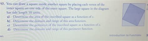 Solved 17 You Can Draw A Square Inside Another Square By Placing Each