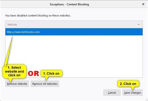 turn on or off content blocking for individual sites in firefox tutorials