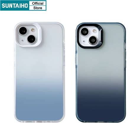 Suntaiho Phone Case Elegant Gradient Color Clear Matte Soft Premium