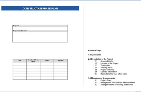 Construction Phase Plan Template Safety Document Word Doc Etsy