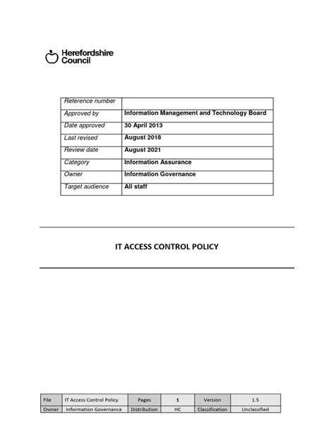It Access Control Policy V1 4 Pdf Computer Network Access Control