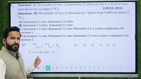 Statement I The Number Of Ways Of Distributing 10 Identical Balls In