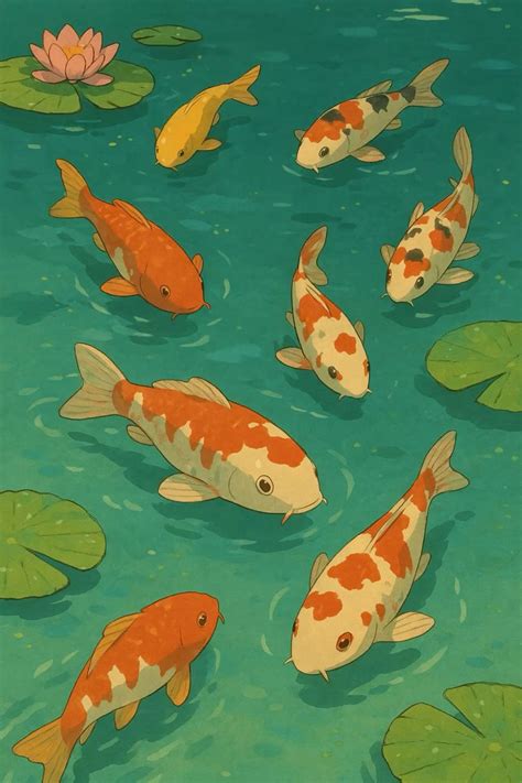 Cardumen Koi Fish 🪷 Ghibli Artwork Studio Ghibli Howls Moving
