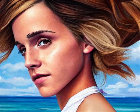 Photorealistic Painting Of Emma Watson Sunbathing At Stable Diffusion