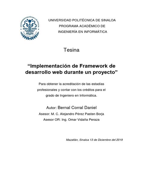 Bernalcorraldaniel Implementación De Framework De Desarrollo Web