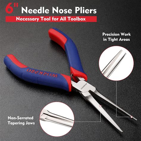 Workpro 6″ Needle Nose Pliers Mini Long Nose Pliers With Comfort Grip