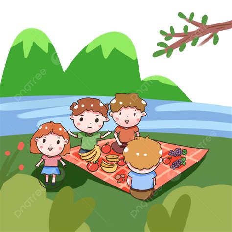 Pupil Png Image Cute Spring Outing Pupil Vector Cartoon Trees Plant
