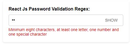 React Js Password Validation Regex