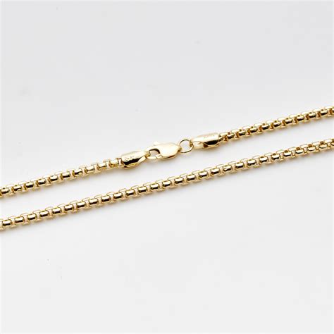 Hollow 14k Gold Round Box Chain Necklace 25mm Yellow Gold 24