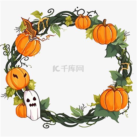 卡通手绘万圣节南瓜边框元素素材图片免费下载 千库网