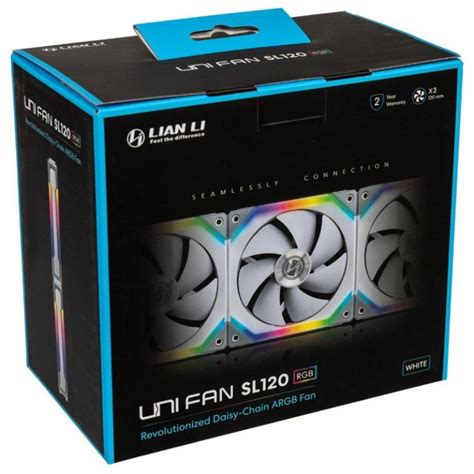 Lian Li Uni Fan Sl120 Kit 3 Packs White W Controller Argb 120mm Led