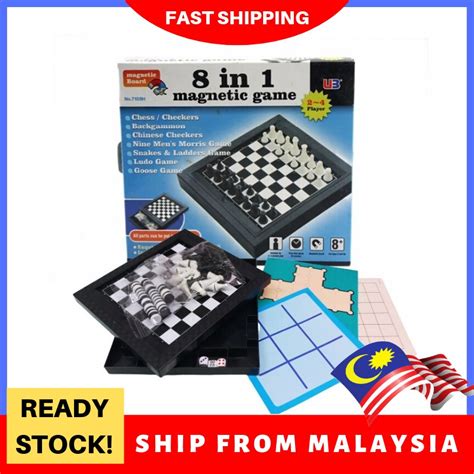 8 In 1 Game Games Mini Board Chess Backgamon Solitaier Tic Tac Toe Etc