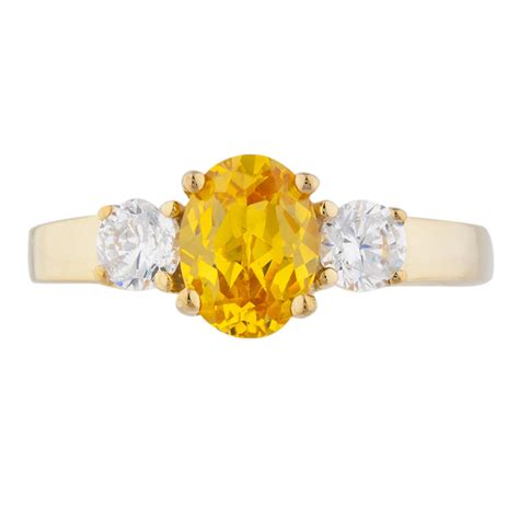 14kt Gold 2 Ct Yellow Citrine And Zirconia Oval Ring Elizabeth Jewelry