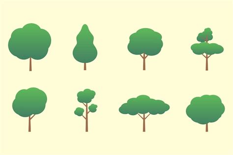 Premium Vector A Set Of Trees With Different Shapes And Sizes