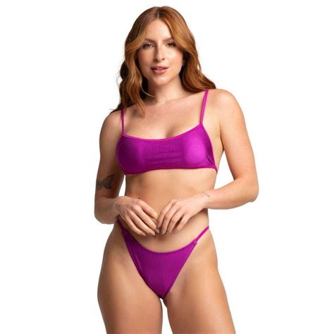 Biquíni Top Faixa Liso Vekyo Canelado Costa Nua Com Bojo Removível Moda