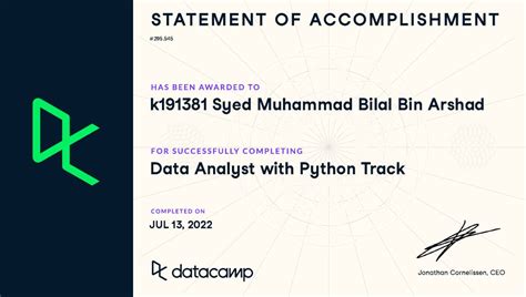 S M Bilal Arshad On Linkedin Alhamdulillah Data Datacamp