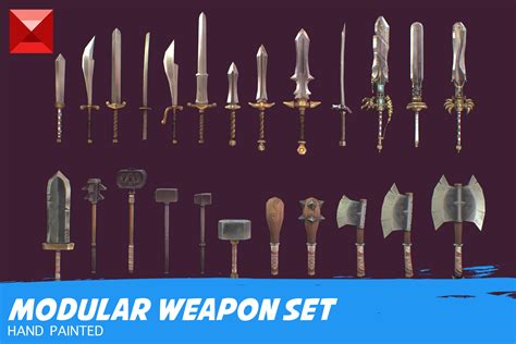 Low Poly Modular Weapon Set 3d Weapons Unity Asset Store