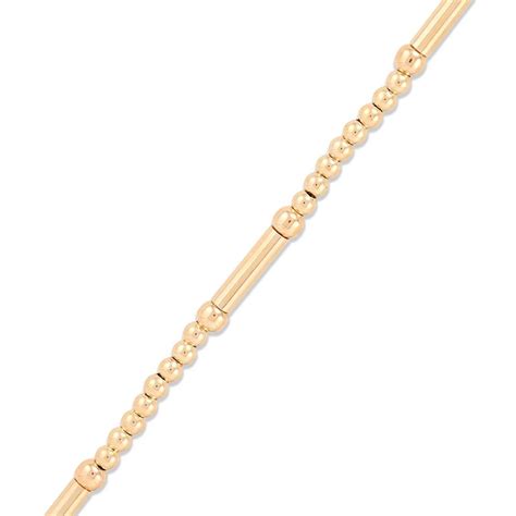 Polished Alternating Beads And Tubes Line Bracelet In 14k Yellow Gold