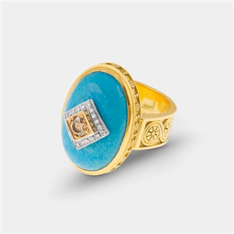 Buy Assyrian Style Turquoise Ring Tarasin Jewellers