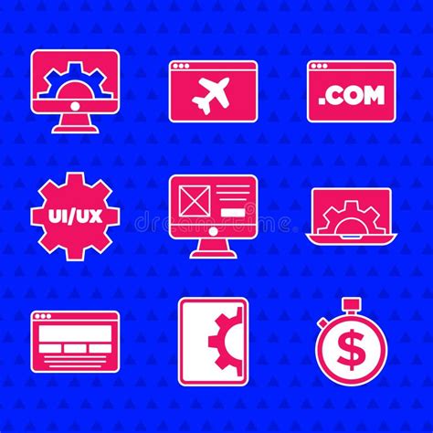 Set UI Or UX Design Web Development Time Is Money And Icon Vector Stock Illustration