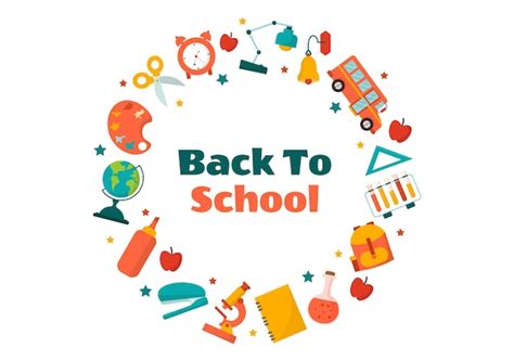 Back To School Illustration With Schools Elements And Learning Equipment For Education