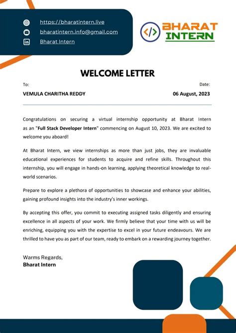 Im Excited To Share That I Got An Internship Opportunity From Bharath Intern As A Full Stack