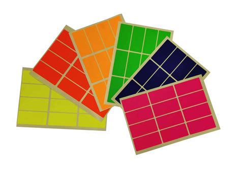 Self Adhesive Coloured Rectangle Labels 10 Sheetspack