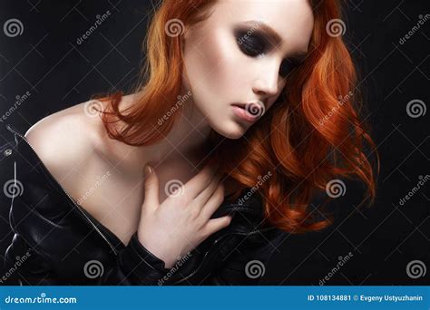 Ginger Girl With Make Up Fashion Beauty Portrait Stock Image Image Of