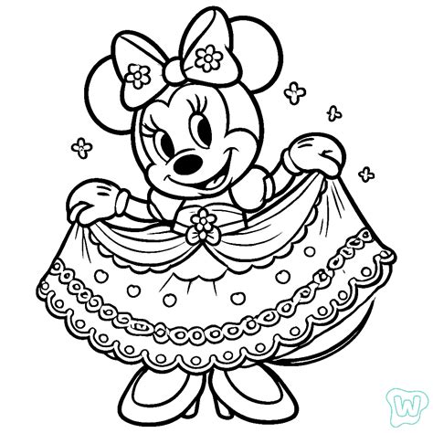 Princess Minnie Mouse Coloring Pages 2025