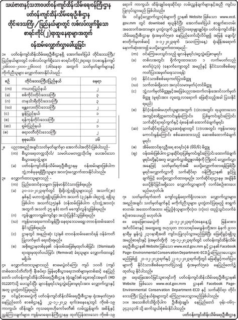 သယံဇာတနှင့်သဘာဝပတ်ဝန်းကျင်ထိန်းသိမ်းရေးဝန်ကြီးဌာန၊ ပတ်ဝန်းကျင်ထိန်းသိမ