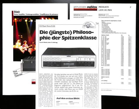 Prospekte Studer Revox B242 B226 Preisliste 1987 Gebraucht In