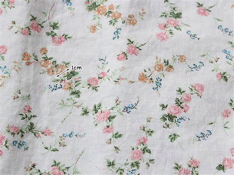 Mini Rose Floral Cotton Linen By The Yard 3 Colors Made In Korea