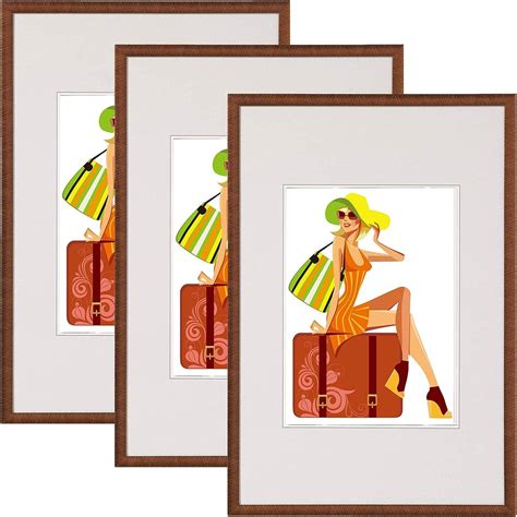 Picture Frame Set Of 3 With Passepartout Plastic Frame Glass Front