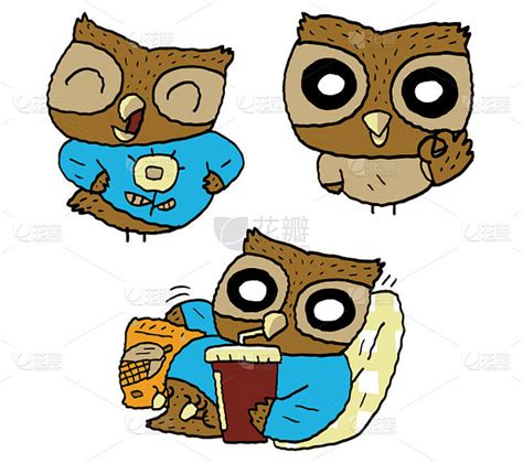 可爱的猫头鹰卡通风格