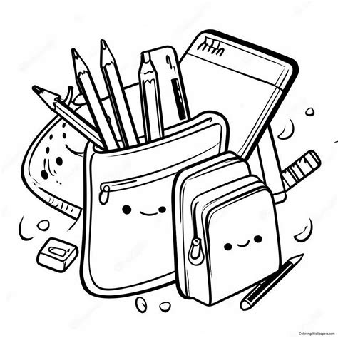 School Supplies Coloring Pages Home Sketch Coloring Page