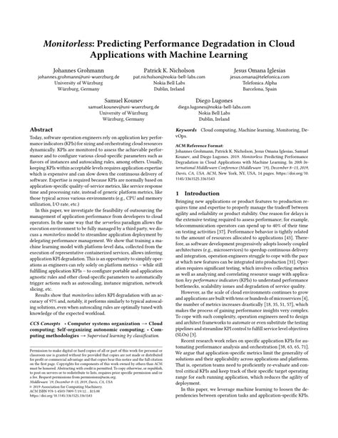 pdf monitorless predicting performance degradation in cloud
