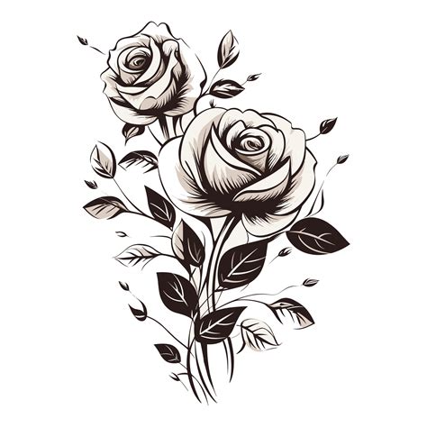 A Black And White Drawing Of Roses 37896195 Vector Art At Vecteezy