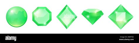 Vector Green Gem Emerald Illustration Jewel Sapphire Design Diamond Ruby Cartoon Gem Icon Stone