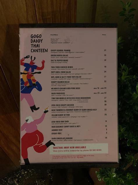 Menu At Gogo Daddy Restaurant Auckland