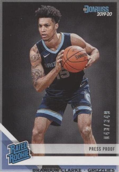 2019 20 Panini Donruss Rated Rookie Brandon Clarke 220 Press Proof