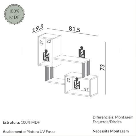 Nicho Retangular Em Mdf F25 Freijó Preto 81x73x19 Cm Dalla Costa