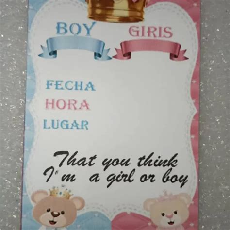 Invitaciones De Revelaci N Del Sexo Baby Shower Encanto S D El Yerro Men