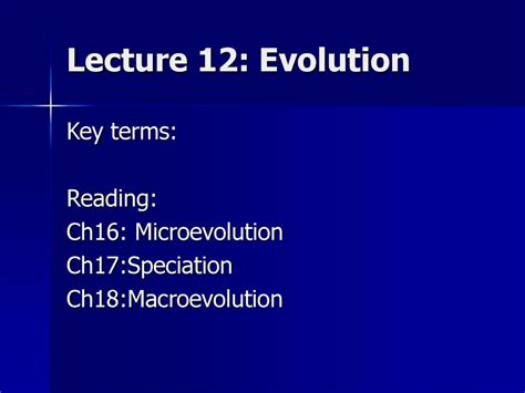 Lecture 12 Evolution Key Terms Reading Ch16 Microevolution Ppt