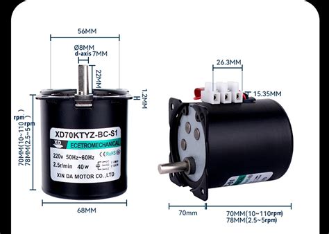 70ktyz Ac Synchronous Motor 220v 40w Micro Slow Speed Machine With 2